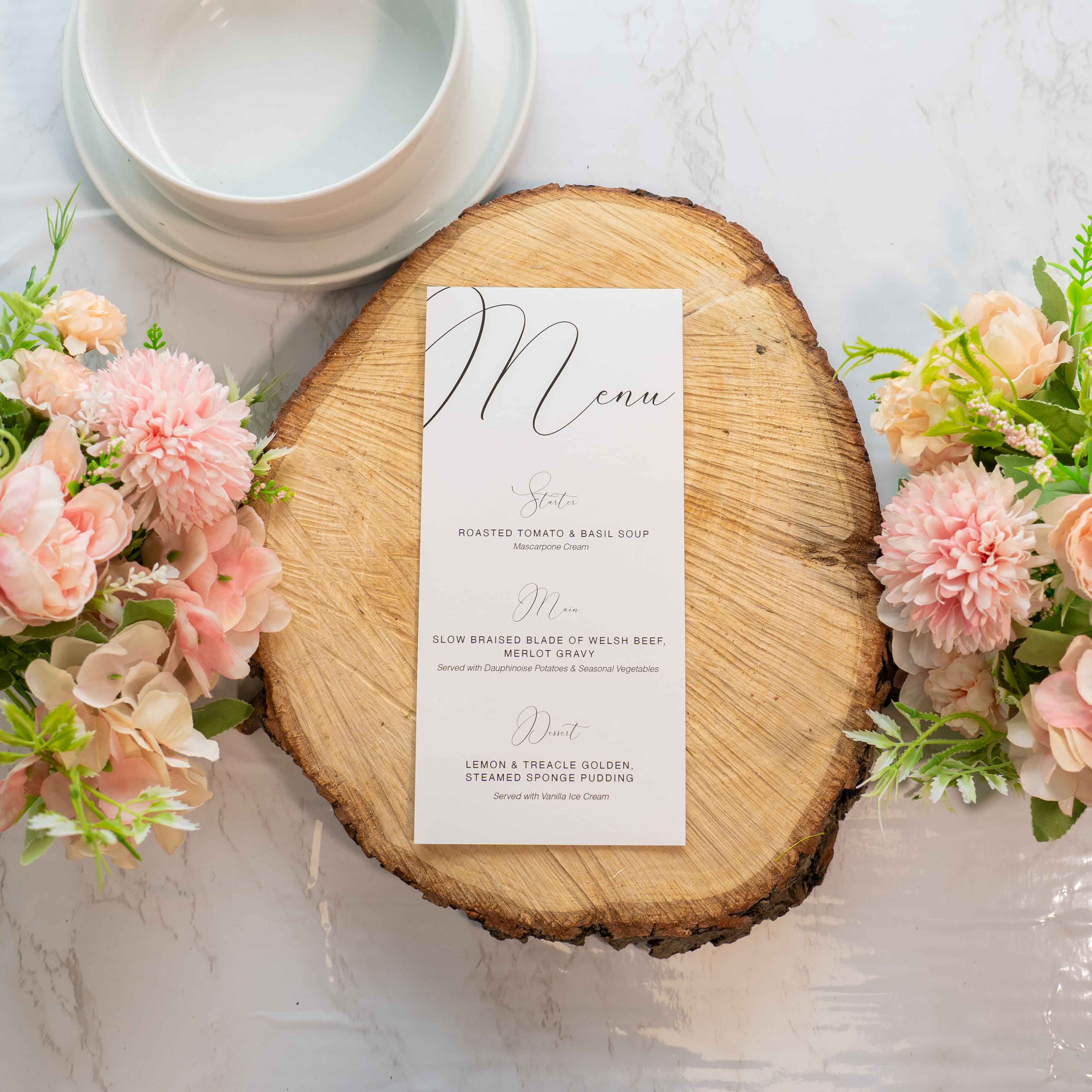Catering Menu Cards – Peach & Pear